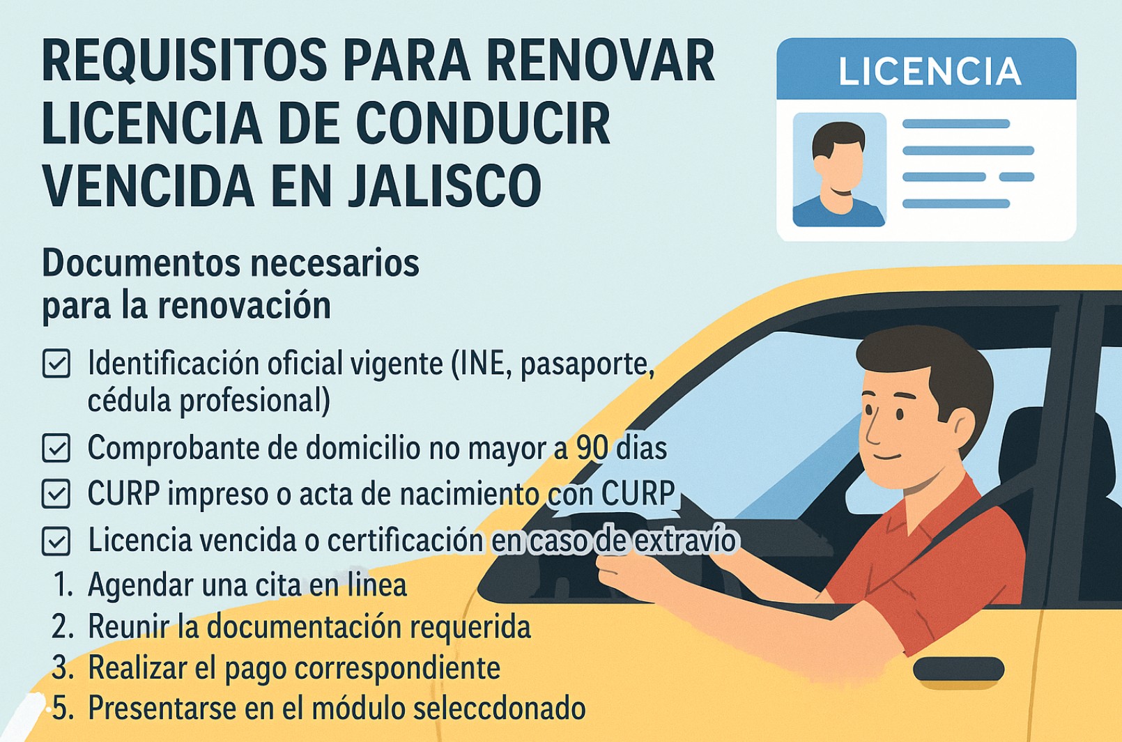 Requisitos para renovar licencia de conducir en Jalisco